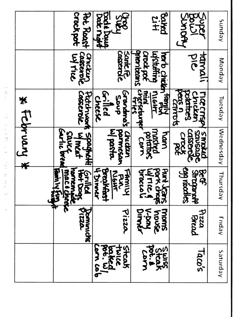 February Monthly Meal Calendar - Verified Mom